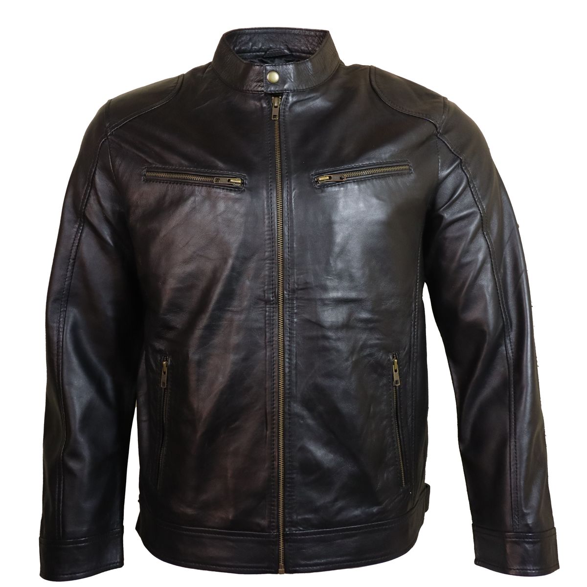 Men's Genuine Leather Jacket Black MLJ1-A | Shop Today. Get it Tomorrow ...
