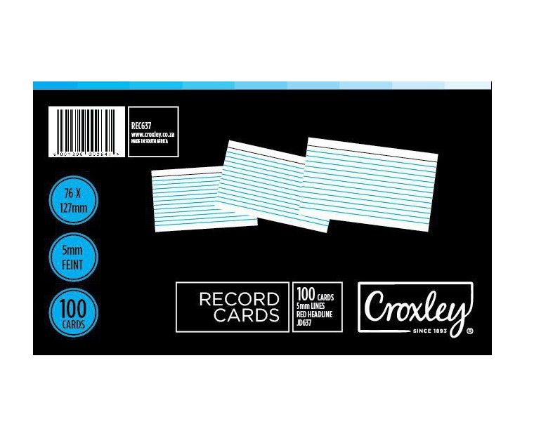 Croxley JD638 Record Cards - Lined (Pack of 100) | Shop Today. Get it ...