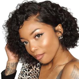 VSP Bob Curly Wig 12" Deep Wave Brazilian Hair Full Lace Front Wig ...