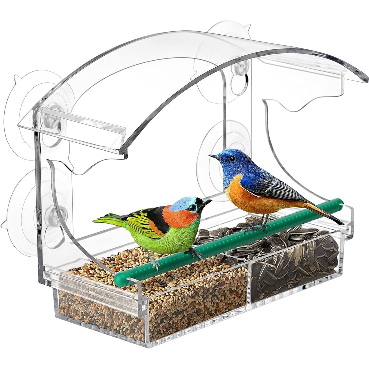 Acrylic Clear Window Bird Feeder with Strong Suction Cups for Outside ...