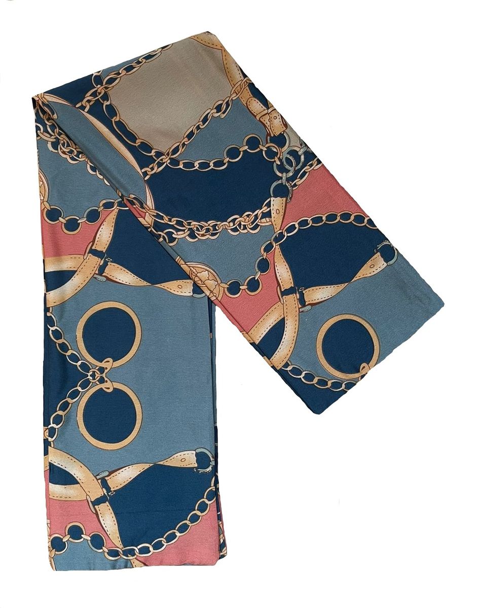 Ladies Silky Two Layered Double Sided Office Scarf/Tie - Pink/Blue ...