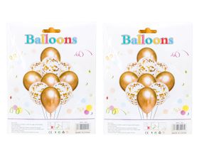 20 Piece – Metallic Gold and Confetti Helium Balloons (Round) | Shop ...