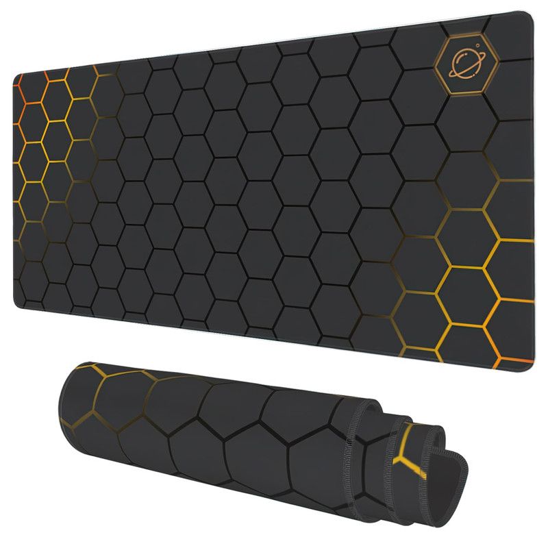 Desk Mat, Black Gold Honeycomb Technology Extended Gaming Mouse Pad ...