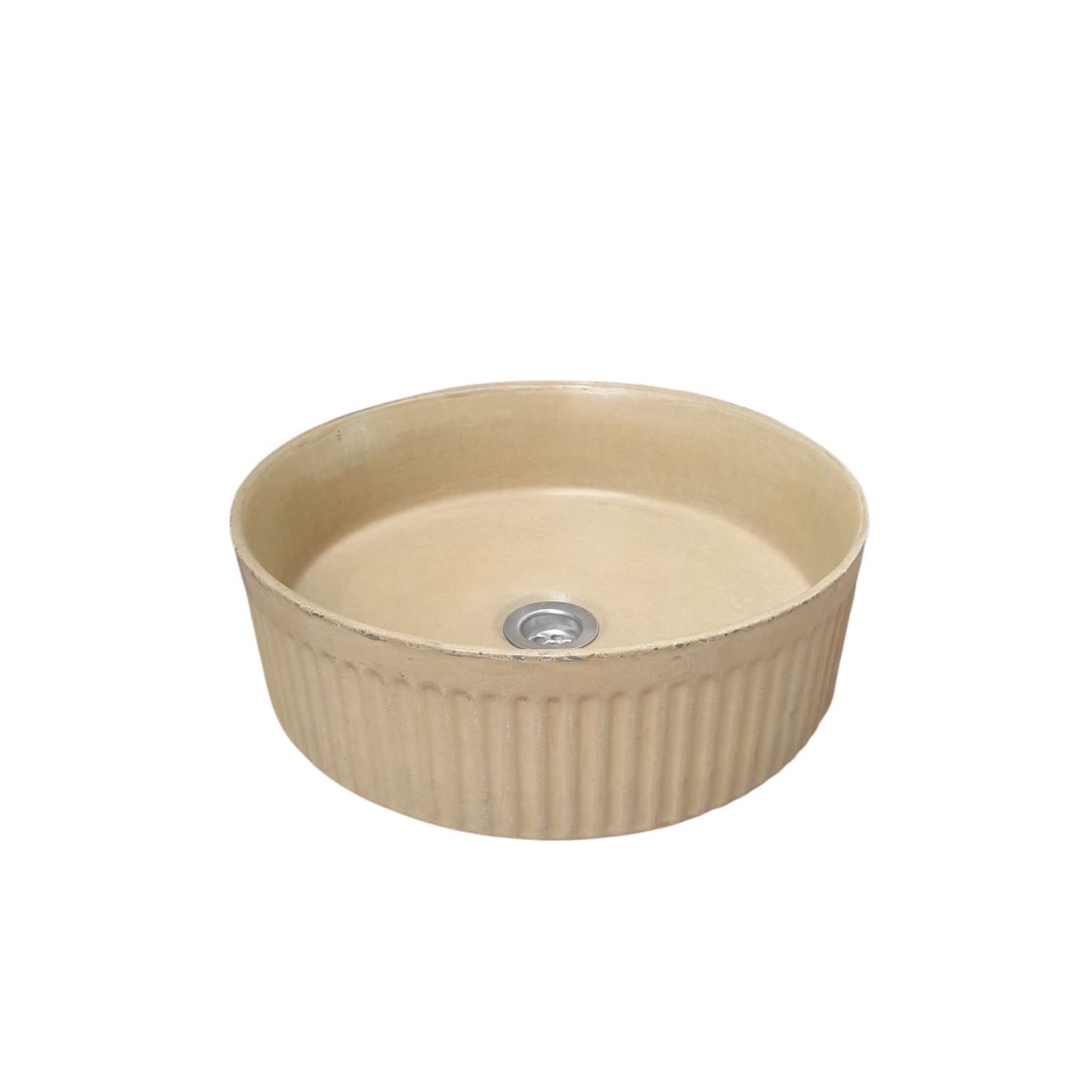 The Pangolin Sandstone Bespoke Concrete Round Ribbed Basin/Sink 36 x 11 ...
