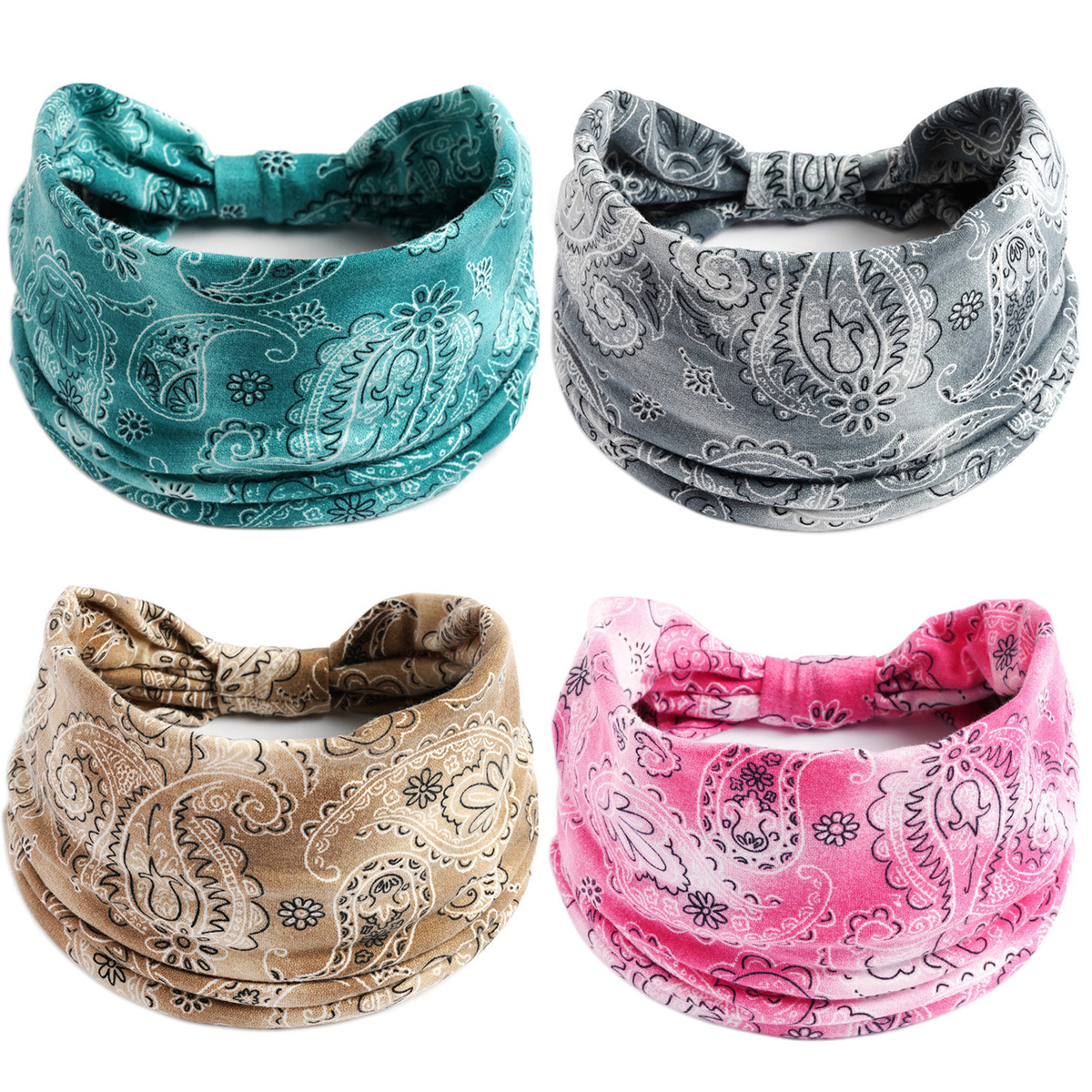 4 Pieces Headbands Sport Hair Wraps Yoga Headbands Boho Headbands for ...