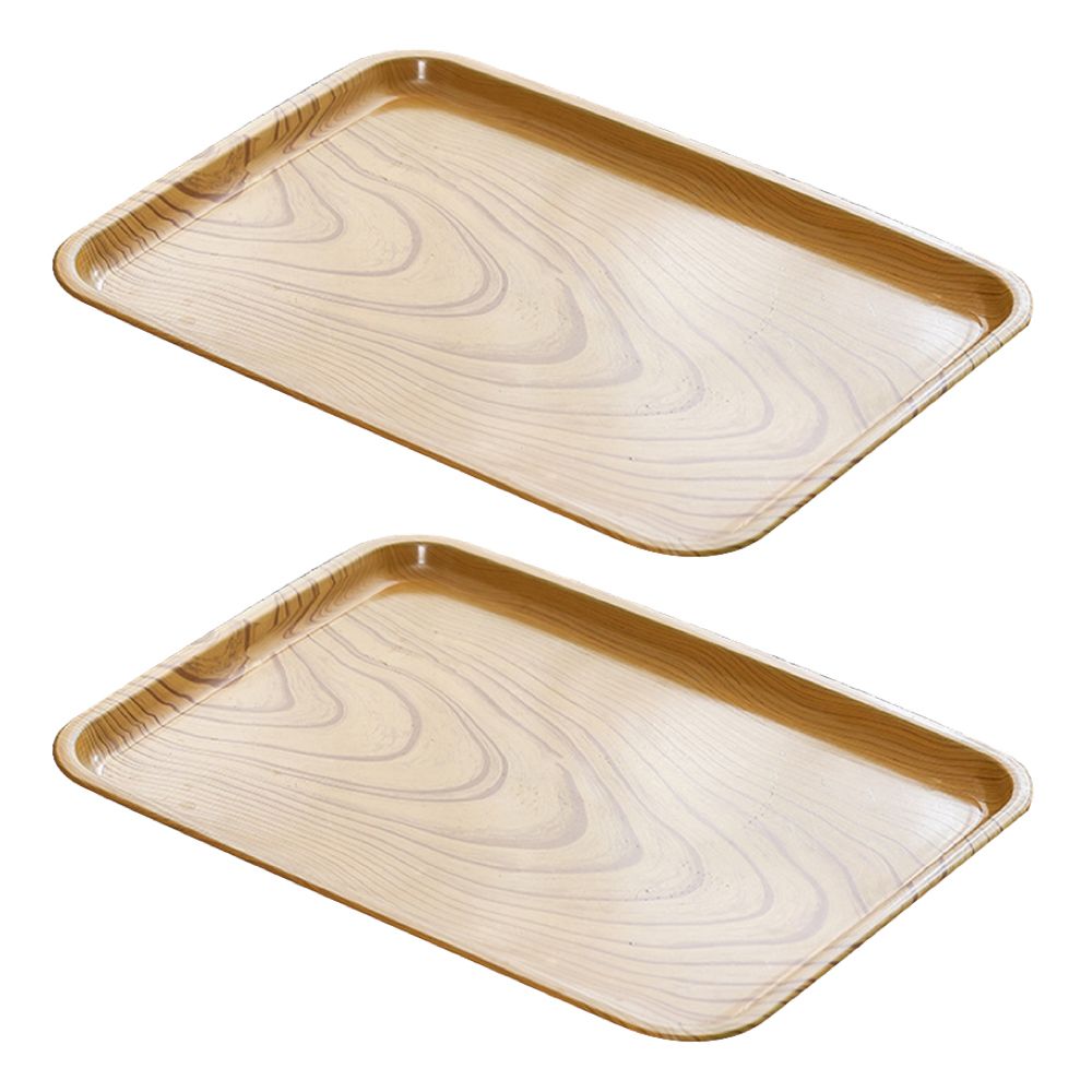 Home Kitchen Wood Grain Dinnerware Serving Tray - Set of 2 - 36cm ...