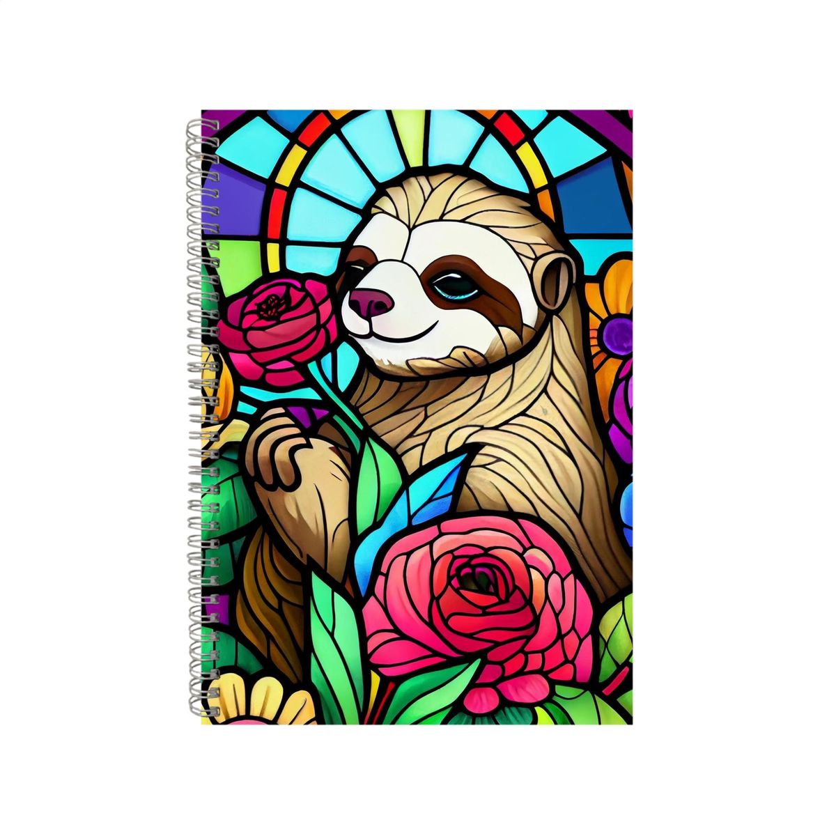 Cartoon Sloth Rose Stained Glass Notebook Gift Idea A4 Notepad Pad 89 ...
