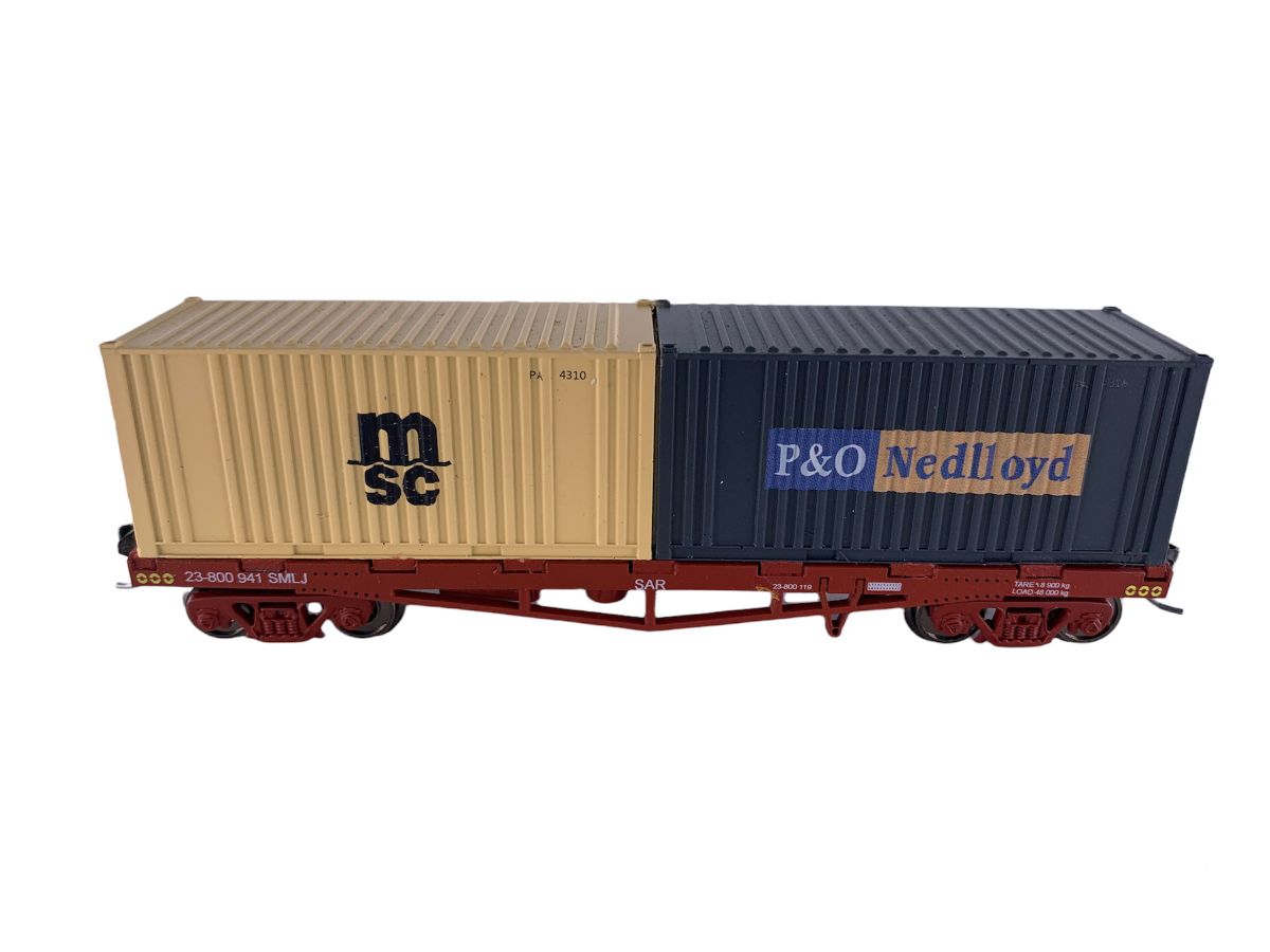 South African Model Train : SAR 2 x 6m P&O and Nedloyd Container Wagon ...
