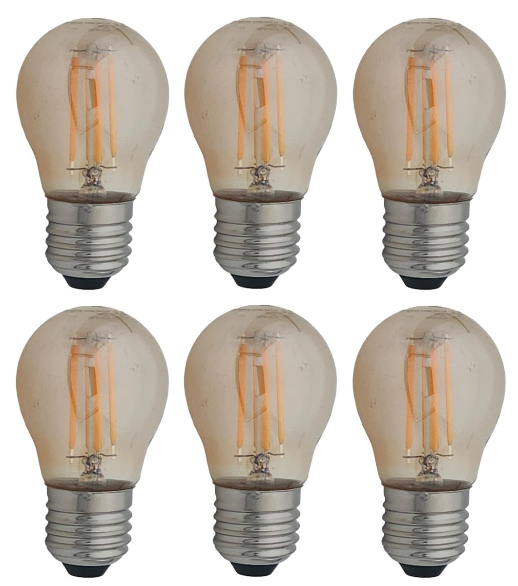 Hello Today E27 LED Filament Bulb G45 4W - 6 Pack Warm White Globe ...