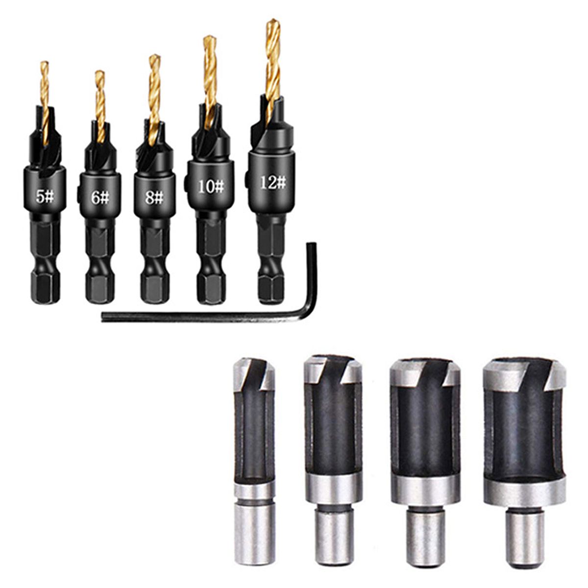 Countersink Drill Bit Set Cork Drill Titanium Plating Wood Plug Cutter ...