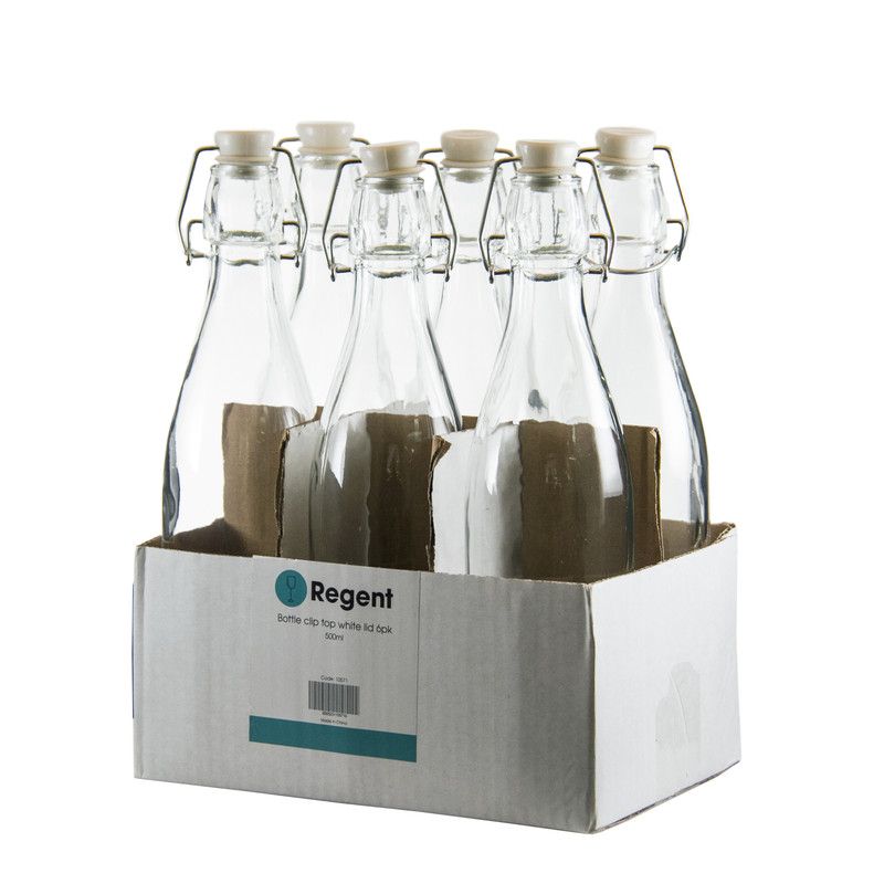 Regent Glass Bottles With White Clip Top Lids 6 Pack, 500Ml (275Mmx65Mm ...