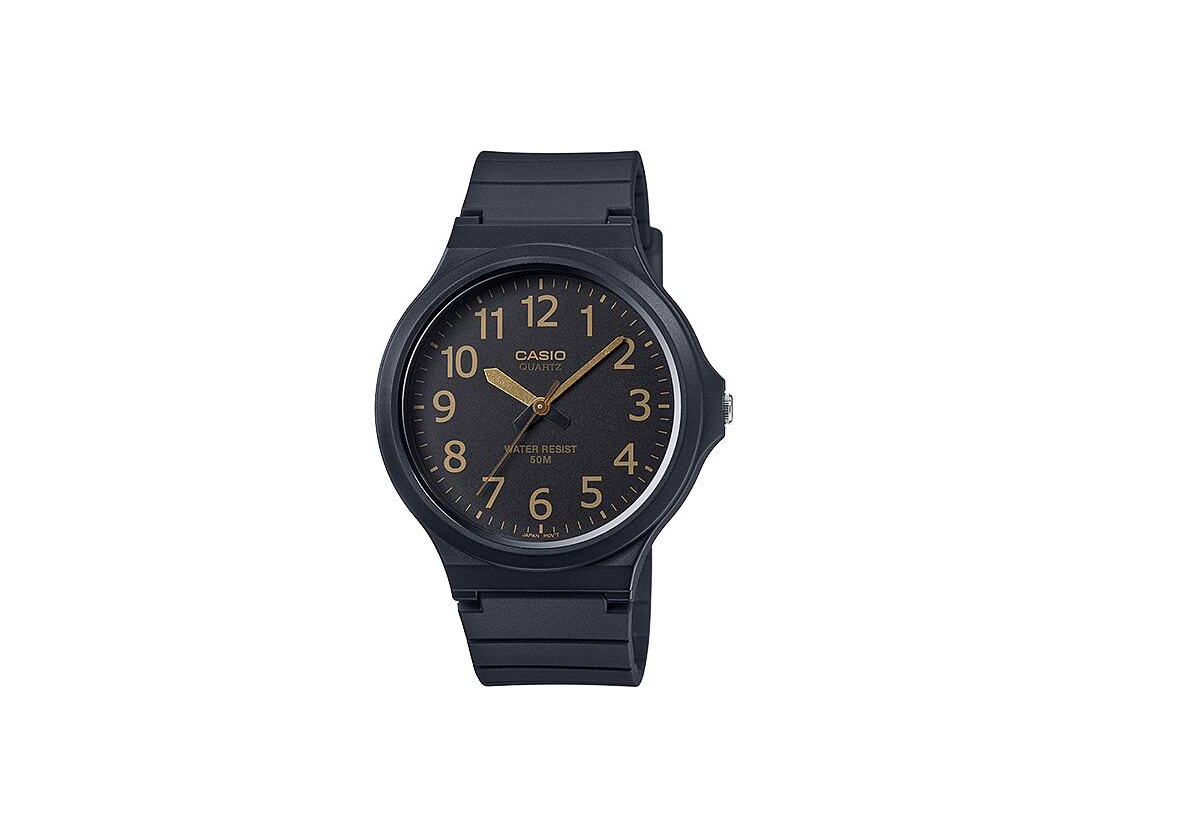 Casio Men's Analogue Gold Number Black Dial Watch (Parallel Import ...