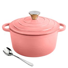 Peach Enameled Casserole Pot with Meat Fork - 24cm | Shop Today. Get it ...