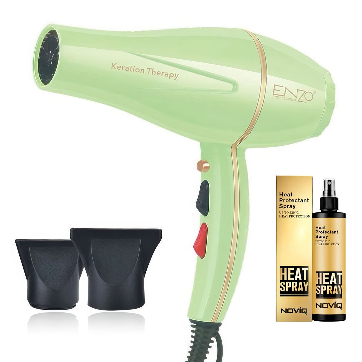 Enzo Strong Wind Quick Drying Hair Dryer + NOVIQ Heat Spray 250ml ...