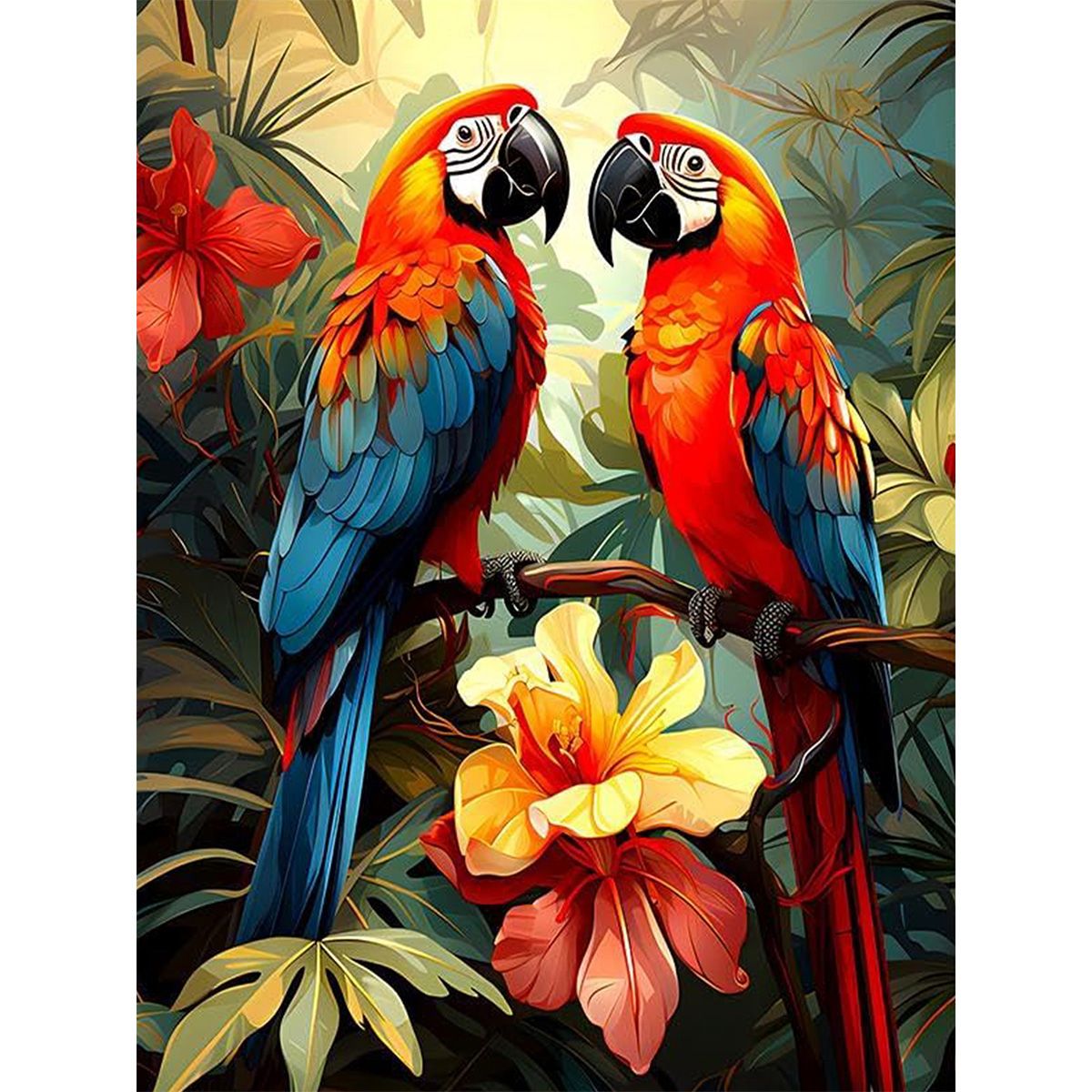 Diamond Painting DIY Kit Round Dot - Parrot Macaws with Red Yellow ...