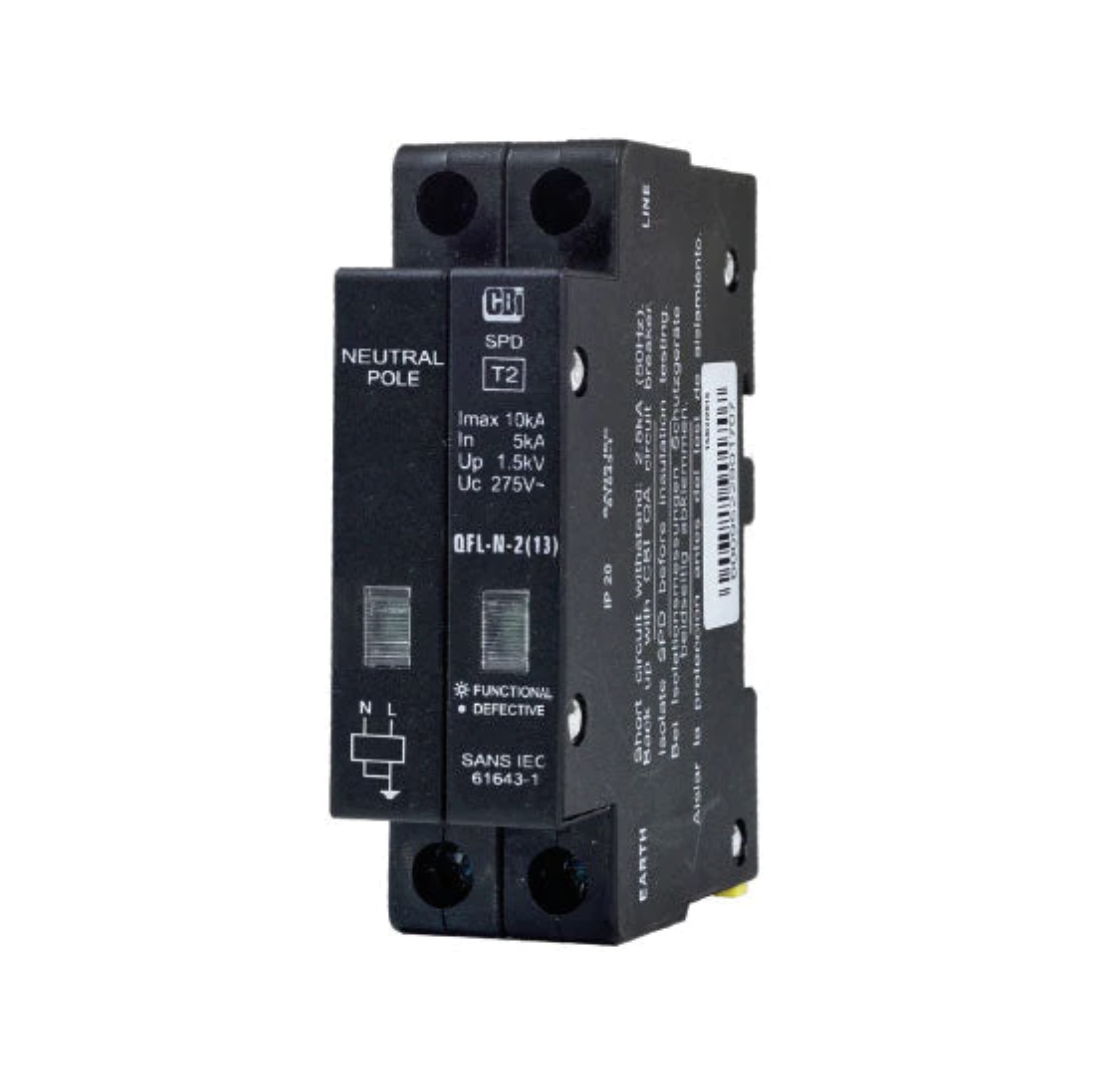 CBi Mini Rail Surge Protector QFLN-2(13) 1P+N 275V with Indication ...