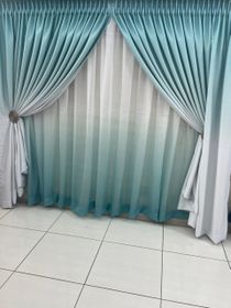 Dream World Double Color Plain Curtain With Lace and Tie Backs | Shop ...