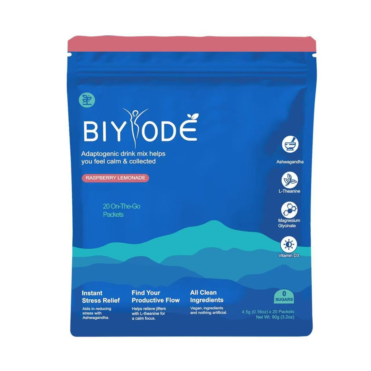 Biyode Vegan Calming Drink Mix, Raspberry Ksm-66 Ashwagandha Vitamin D3 ...