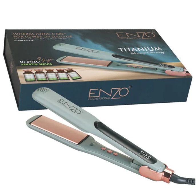 Enzo LCD Digital Ionic Flat Iron Permanent Keratin Hair Straightener ...