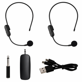 2x Wireless Headset Microphone System - Dual Headsets with Transmitter ...