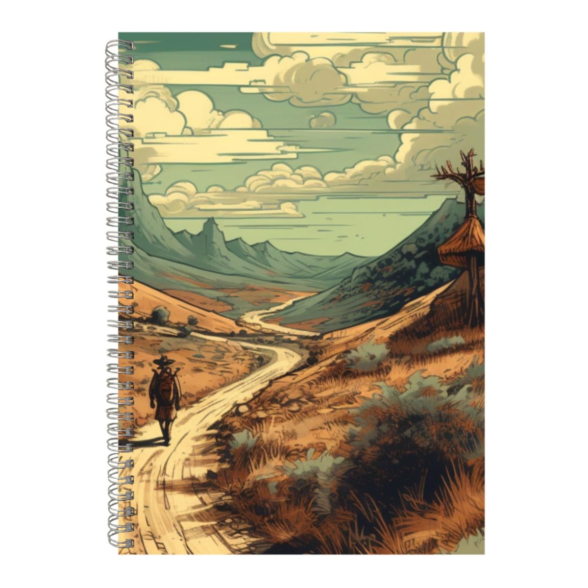 Cloud A4 Notebook Spiral and Lined Wild West Graphic Notepad Cowboy ...