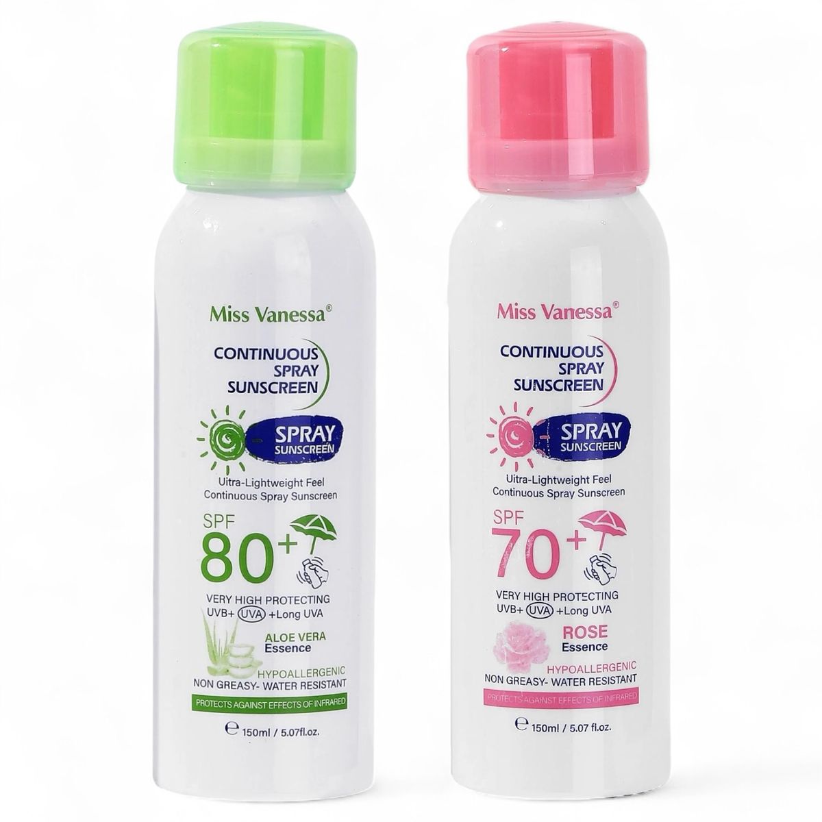 Miss Vanessa Aloe Vera Rose Continuous Spray Sunscreen SPF 70+ | Shop ...