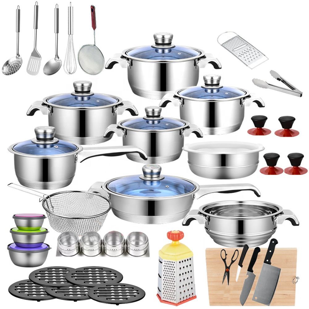 Quality Stainless Steel 7 Layer Capsuled Bottom Cookware Set - 50 Piece ...