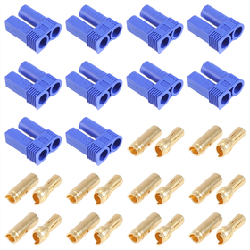 5 Pairs of EC5 Banana Plug Bullet Connector Female+Male for RC ESC LIPO ...