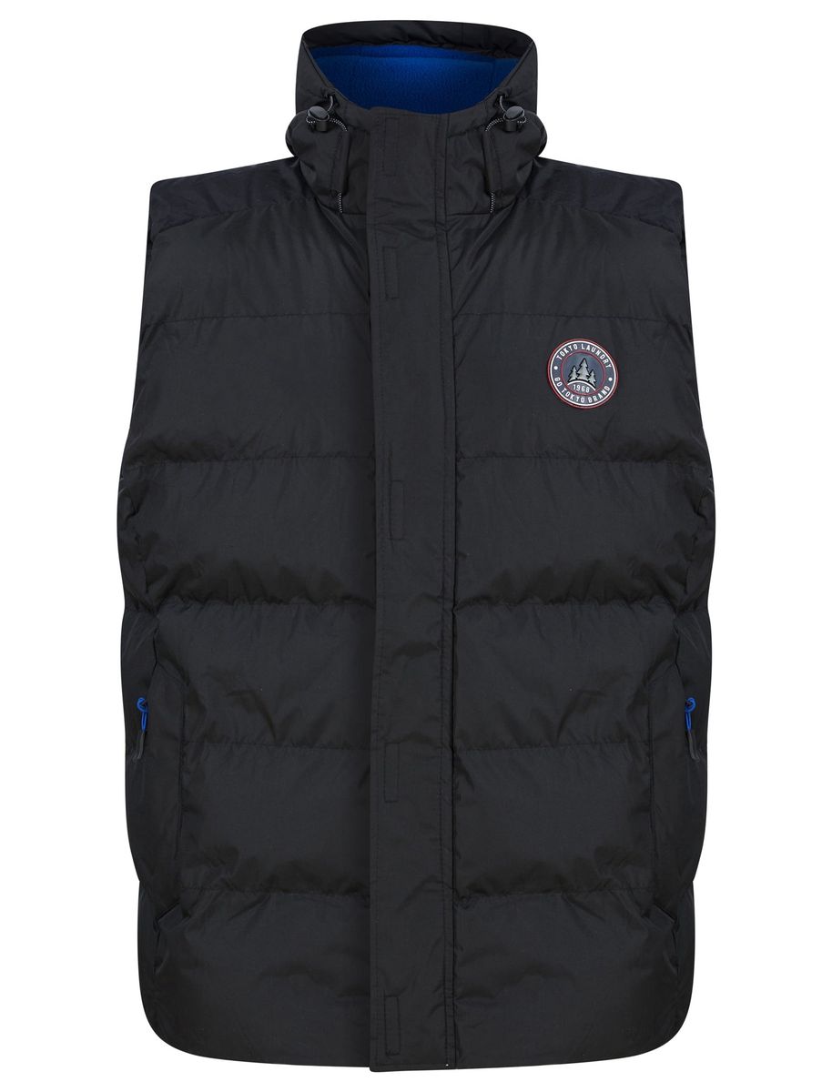 Tahmores Lined Puffer Gilet with Hood in Jet Black (Parallel Import ...