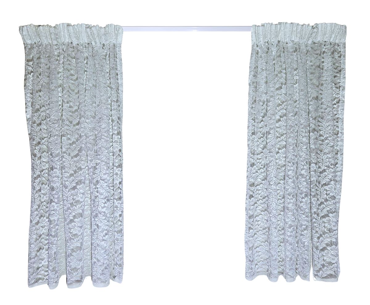 Voil Centre 2,5m(2x1,25m) Kitchen/Bathroom Curtain Shiny Lace White ...