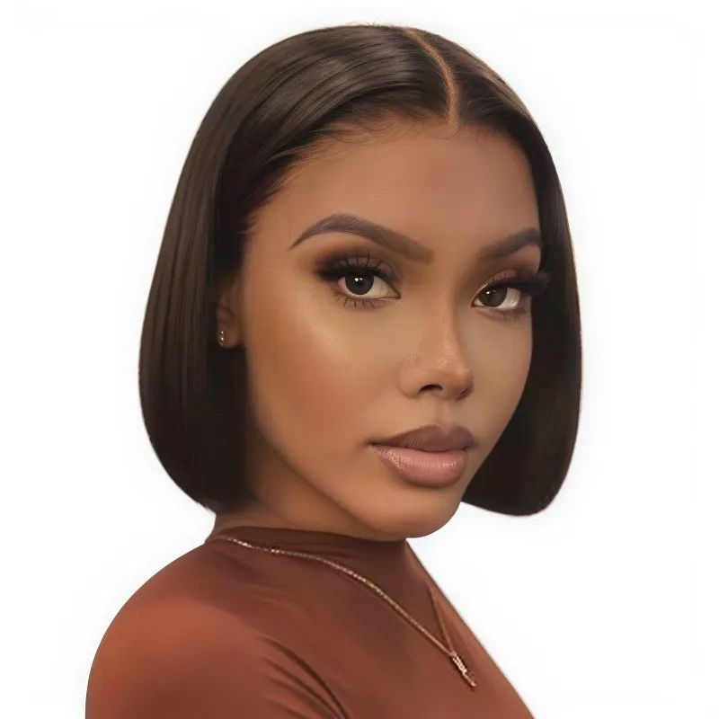 VSP 10" Straight Lace Frontal Wigs Human Hair 13X4 hd Closure Bob Wigs ...