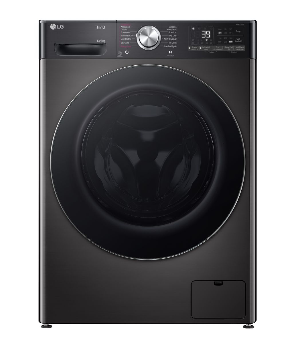 LG 13/8kg Black Front Load Washer Dryer Combo with AIDD & Steam+ ...