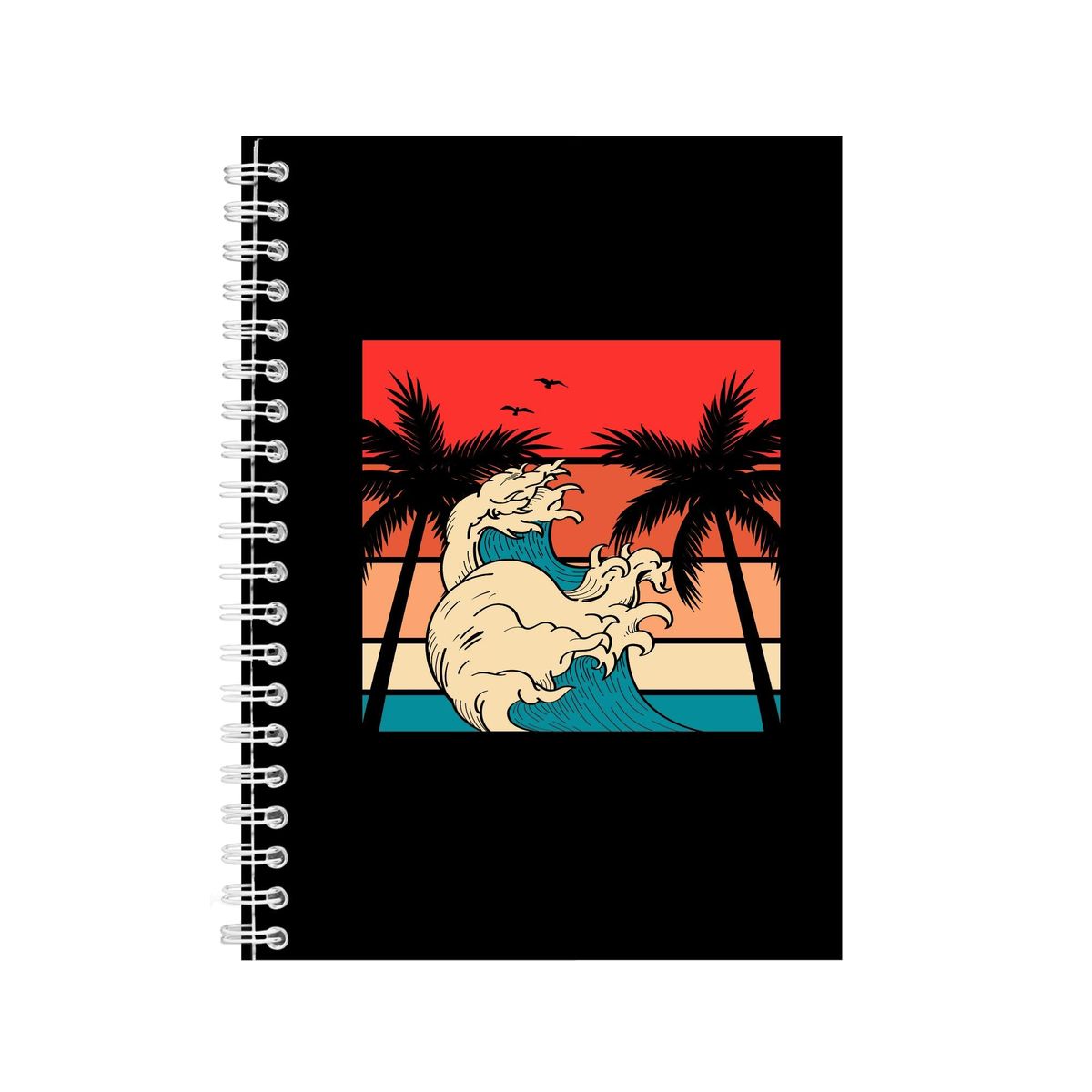 Palm A5 Notebook Spiral and Lined Surfing Graphic Design Notepad ...