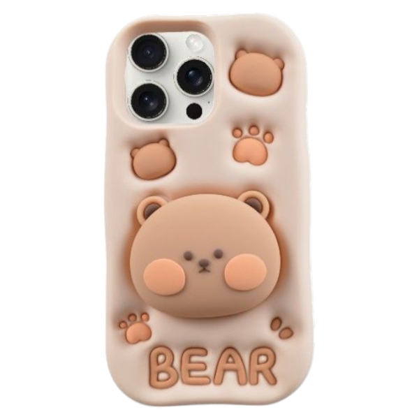 Silicone Bear Phone Case With Pop Socket Compatible With IPH15 Pro Max ...