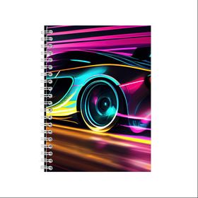 Neon Side A5 Notebook Pad Lines Racing Car Lovers Trendy Graphic ...