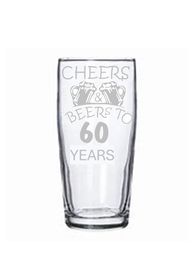 Willy Beer Glass - Etched - 60th Birthday - Cheers & Beers - Set of 2 ...