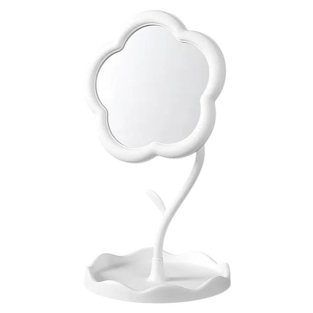 Minimalist Flower Shaped Mirror With Stem & Leaf Stand - White | Shop ...