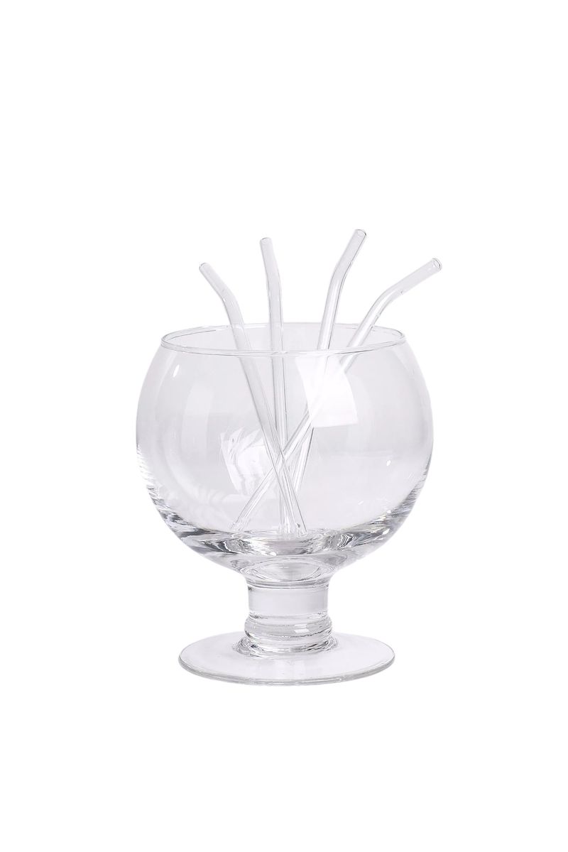Stemmed Fish Bowl Shaped Drinking Glass And Straw Set | Shop Today. Get ...