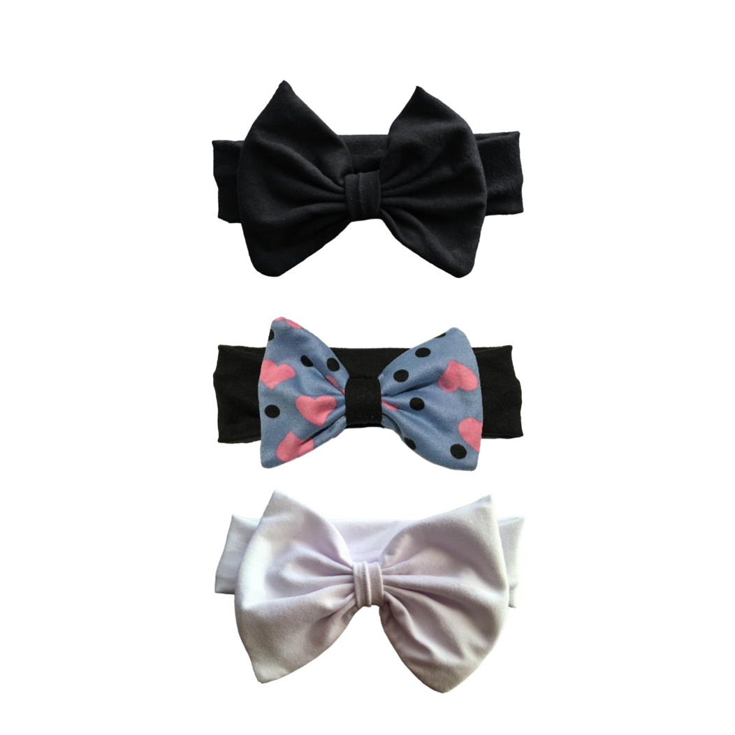 Matching Headbands - 3 Pack - White, Black & Pink Hearts - | Shop Today ...