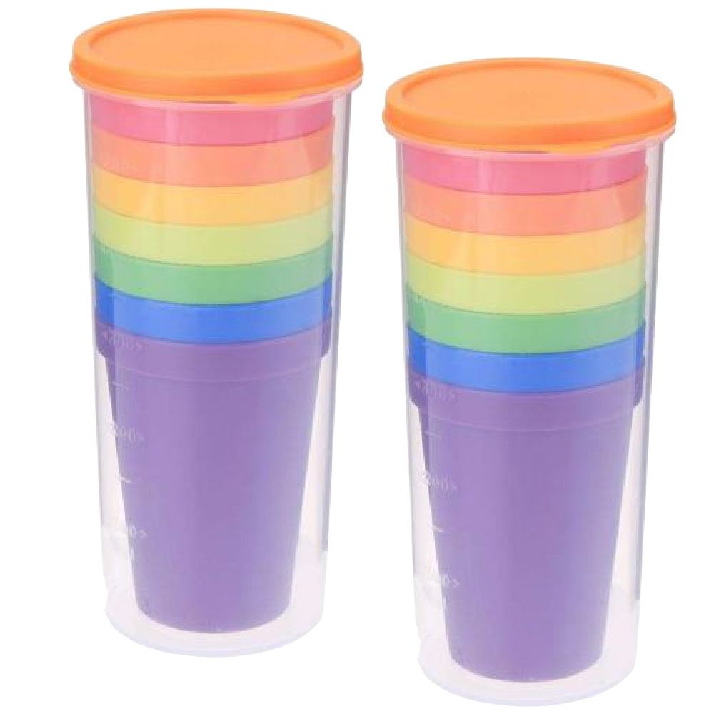 Camping Travel Beach Party Picnic 7 Ouece Rainbow Cups With 2 Piece Cup ...