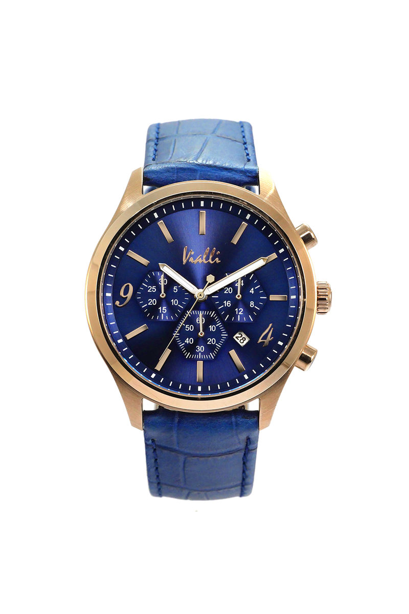 Vialli Matera Blue/Gold Leather Wristwatch | Shop Today. Get it ...