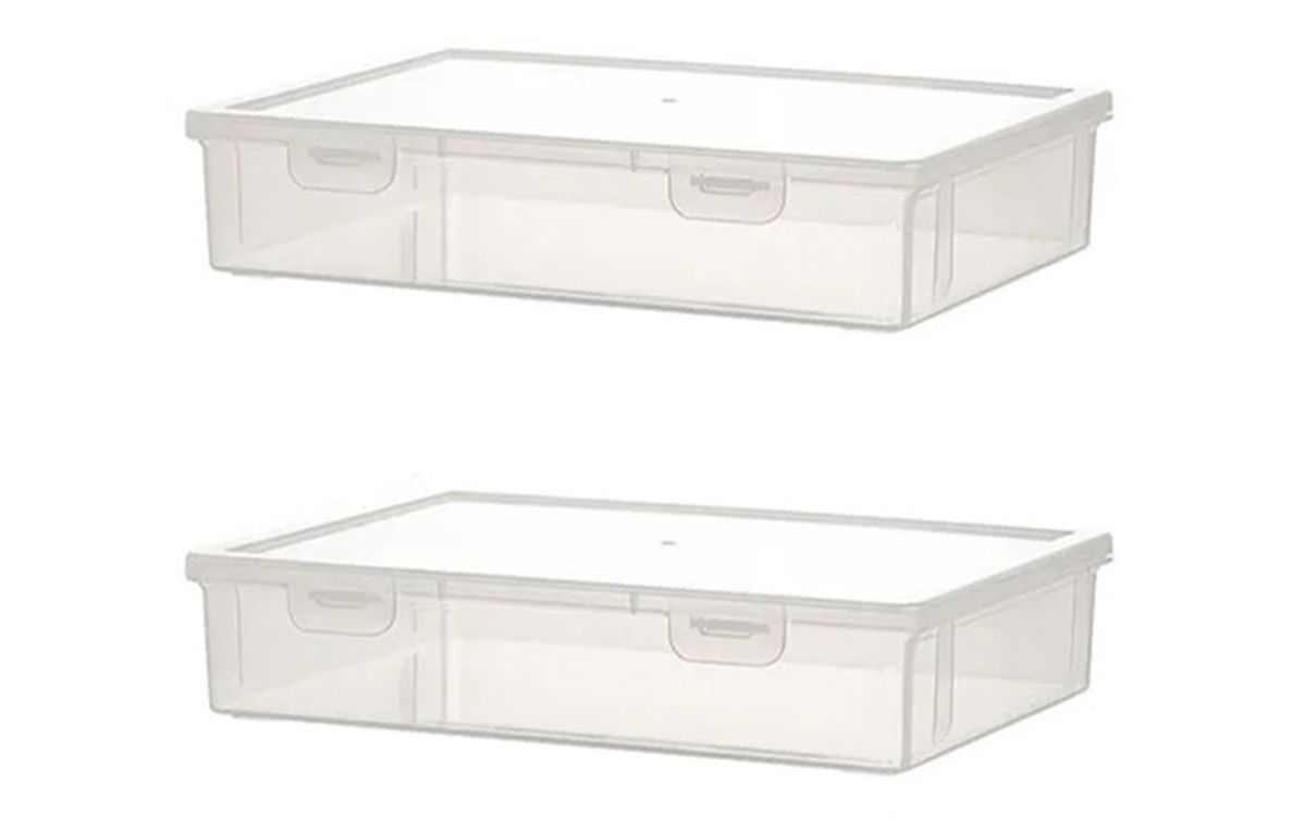 A4 Paper Storage Box Pack of 2 - Clear Stackable Lidded Document ...