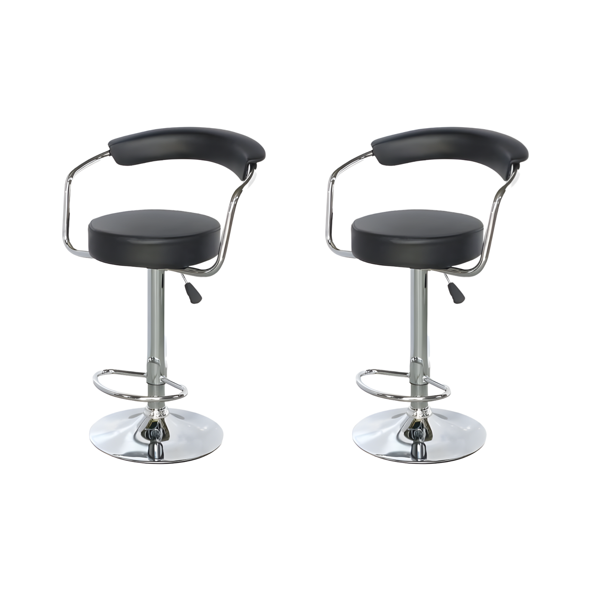 Set Of 2 Modern Rotatable and Adjustable PU Leather Bar Stool Chair ...