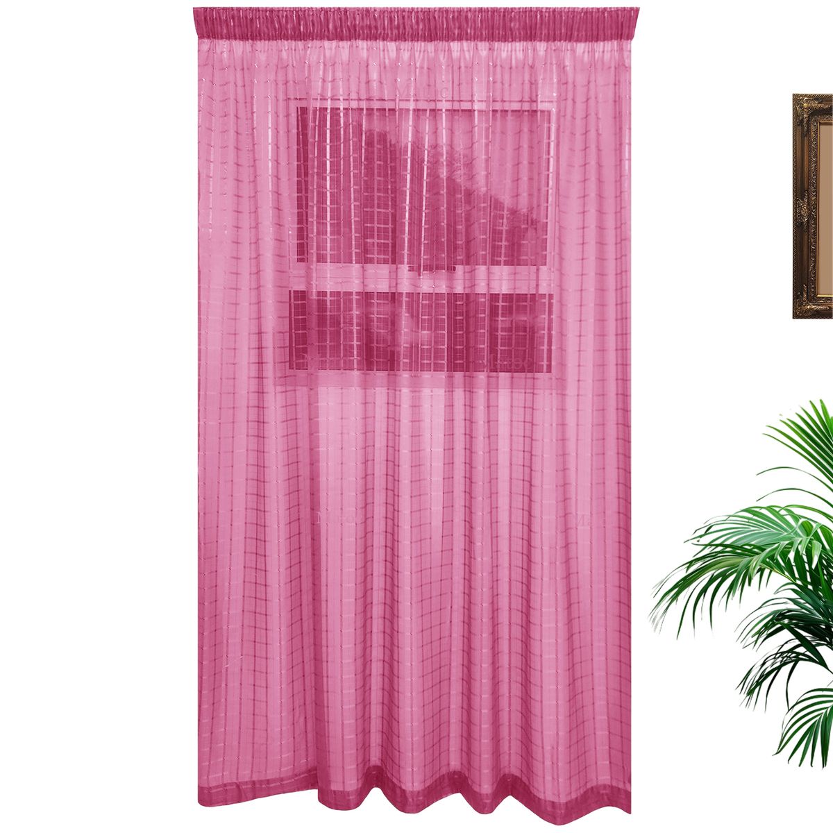 Matoc Designs Curtain Grid Voile Cerise Pink Taped Shop Today Get It Tomorrow