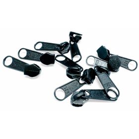 Black Zip Head Sliders Pack 10 Piece Multiple Steel Zips High Grade ...