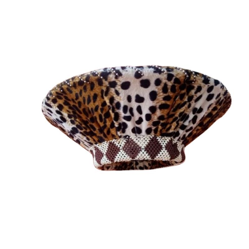 Elegant Traditional Zulu Isicholo Hat with Leopard Print Design | Shop ...