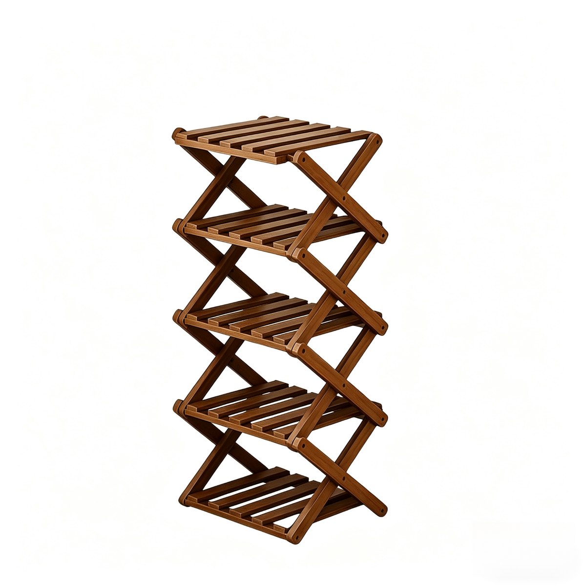 5-Tier Foldable Bamboo Shoe Rack Narrow Entryway Storage Brown | Shop ...