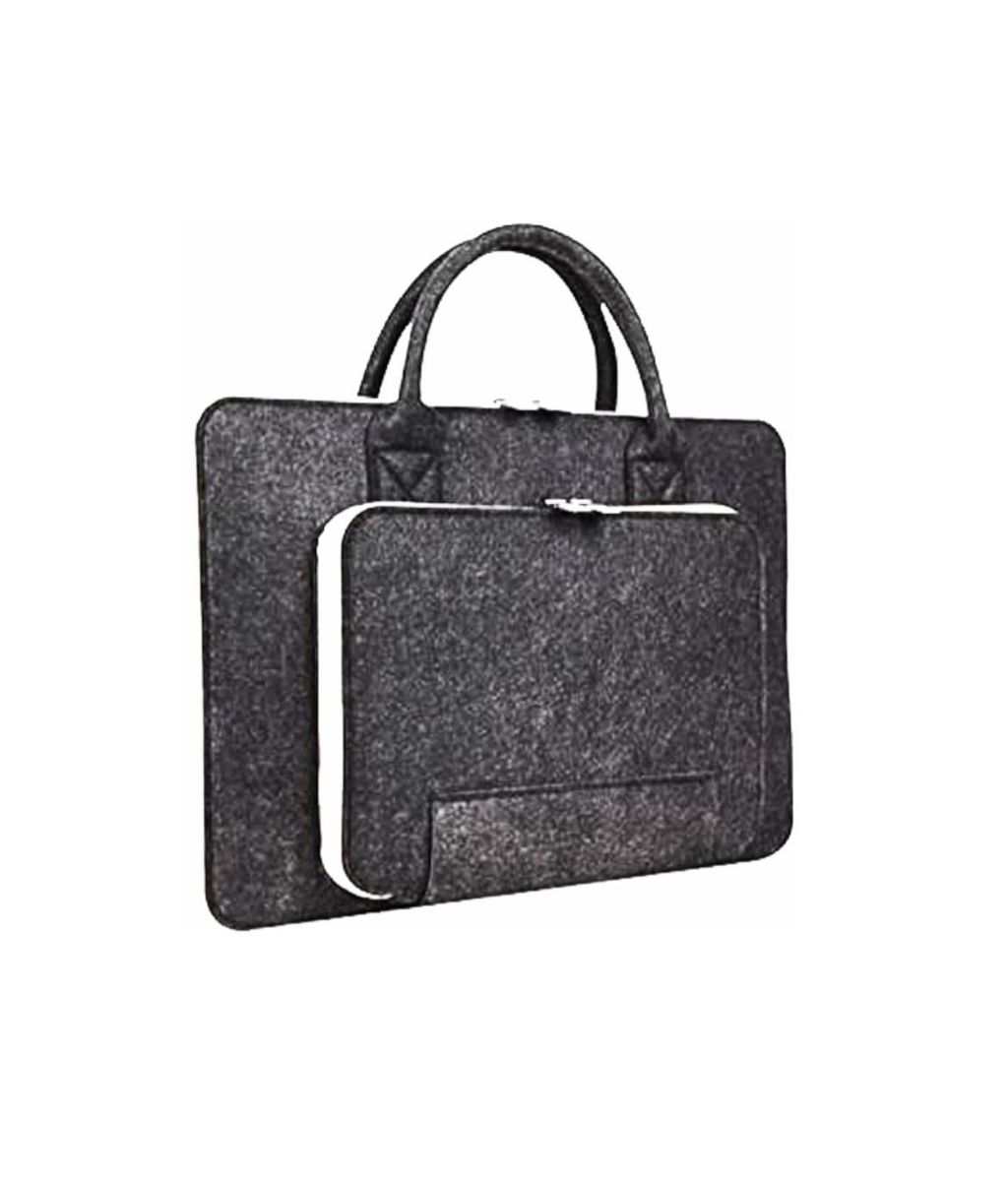 Felt Laptop Sleeve with Handles Portable Carrying Case Bag Pouch - Grey ...