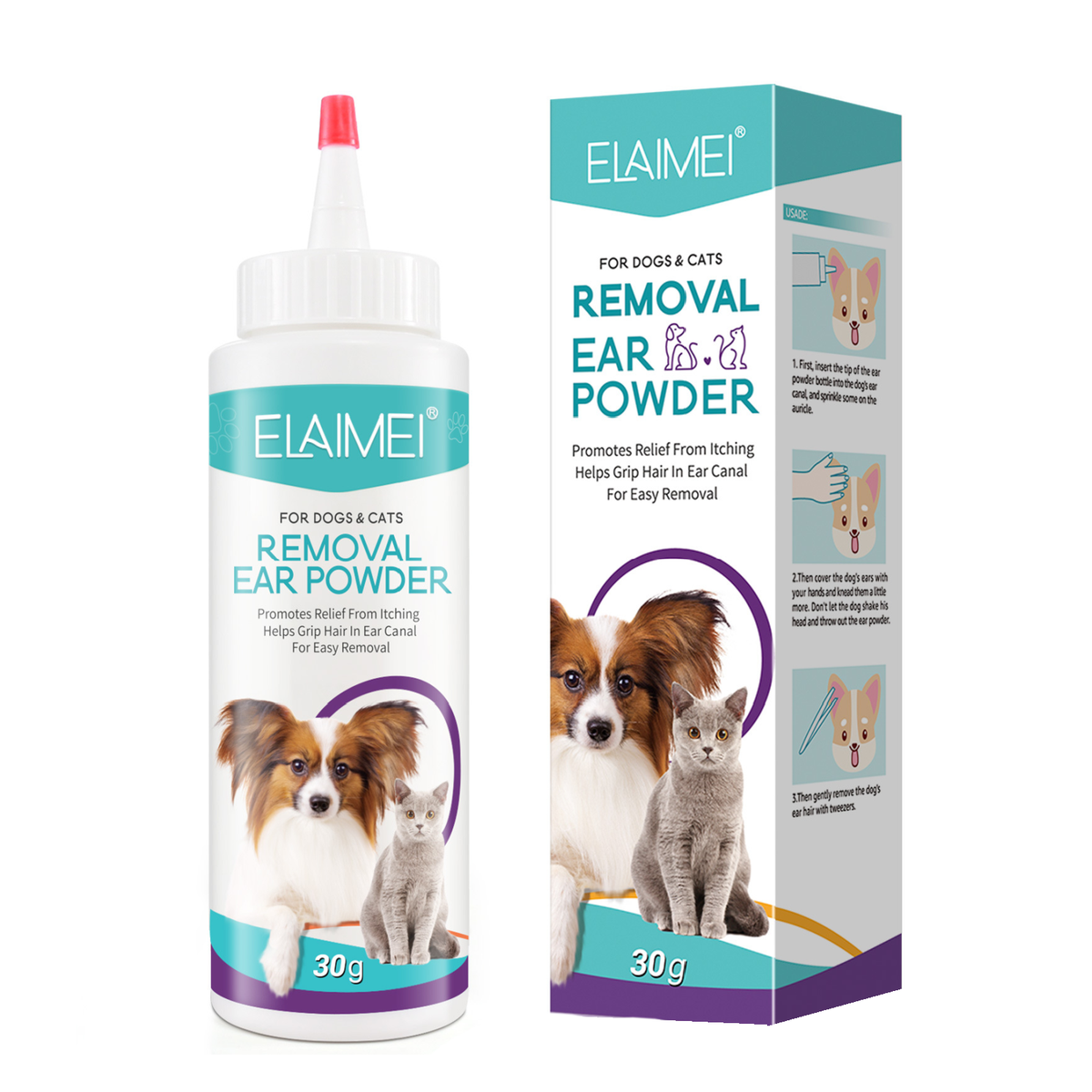 Dogs and Cats Ear Cleaner-Ear Cleaning Powder-Promotes Relief from ...