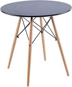 SMTE Small Round Table Wooden Legs Office Desk Kitchen Dining Table ...